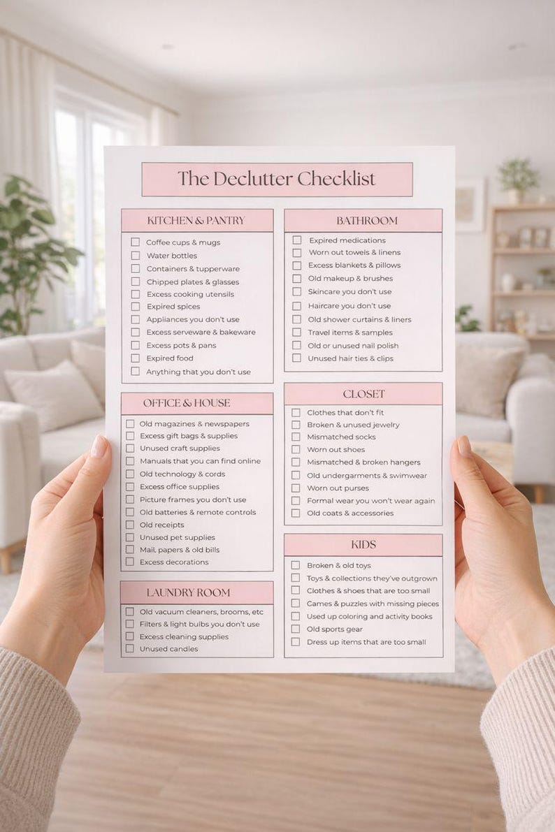 Printable Declutter Checklist PDF - Etsy