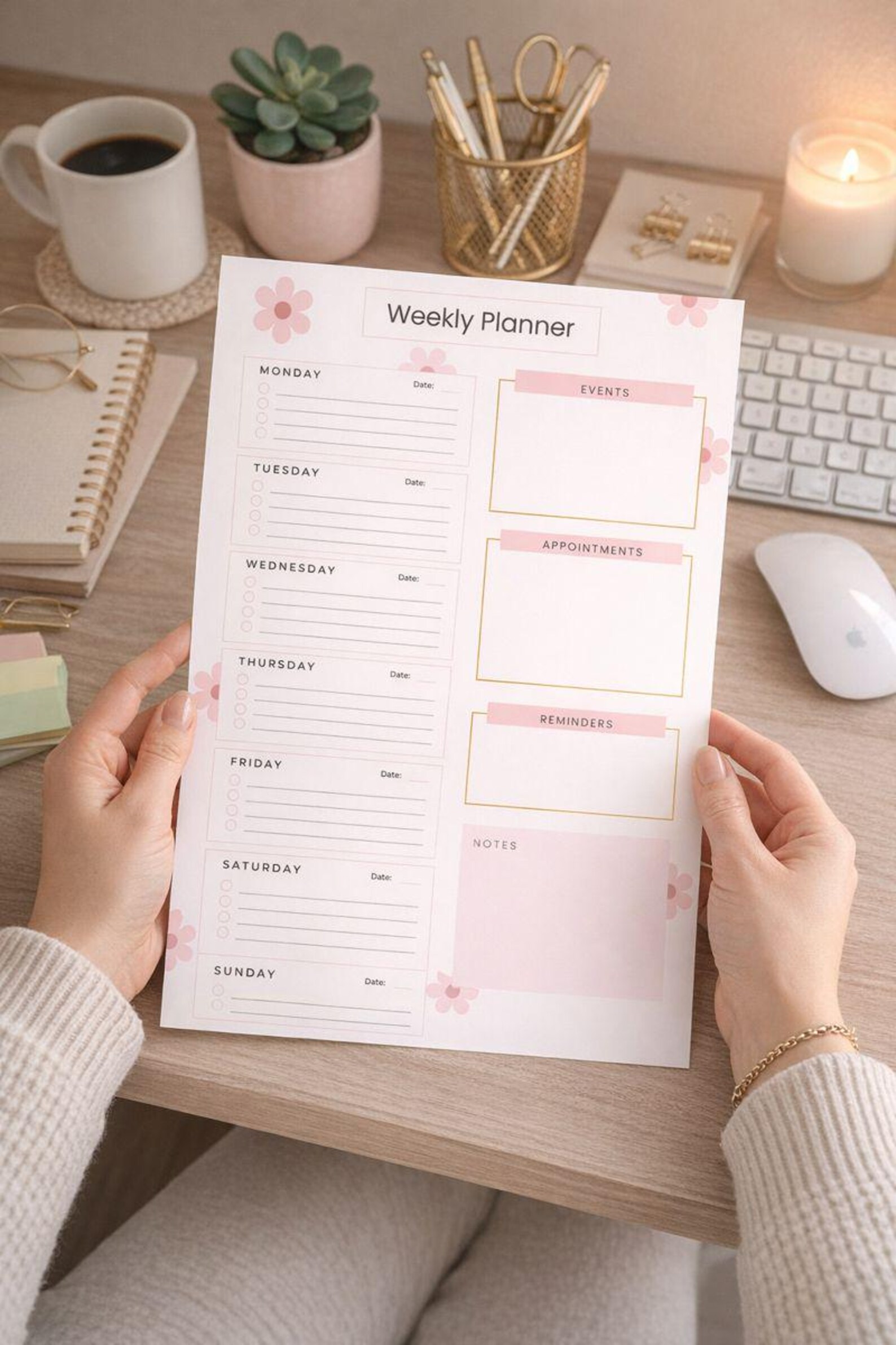 Daily Planner PDF Printable Template - Etsy