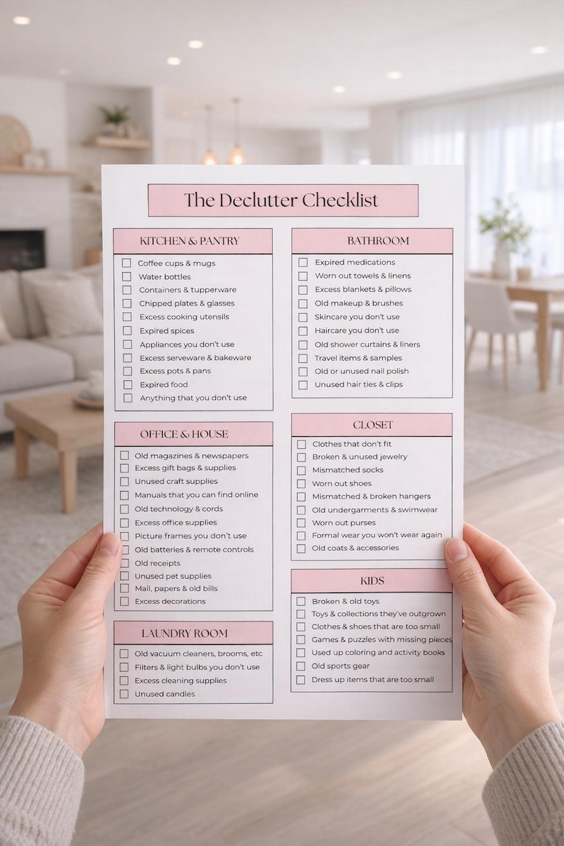 Printable Declutter Checklist PDF - Etsy