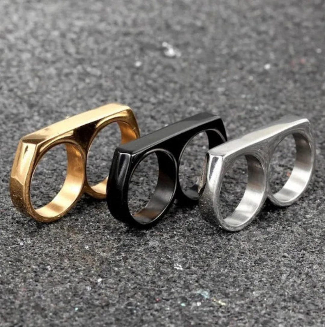 Finger Ring, Modern Ring, Double Finger Ring, Statement Jewelry for Men ...