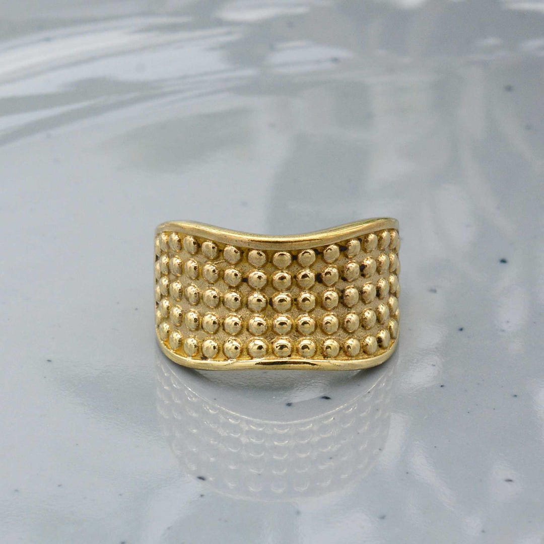Bold Gold Statement Ring, Textured Wide Band Ring, Boho Adjustable ...