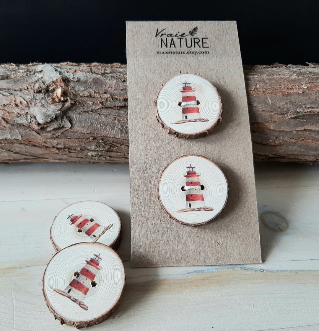 Lighthouse Wooden Button 35 Mm pack of Two Buttons - Etsy