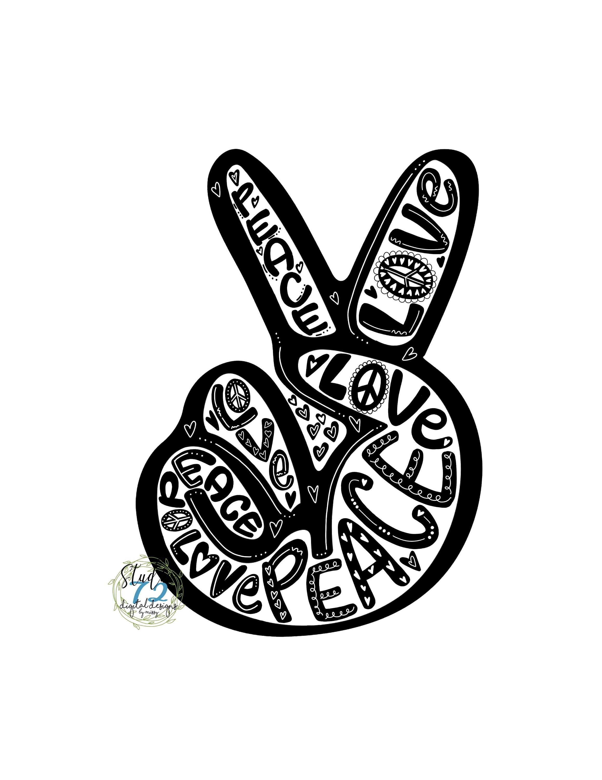 Drawing & Illustration Art & Collectibles Rainbow Peace Sign Hands PNG ...