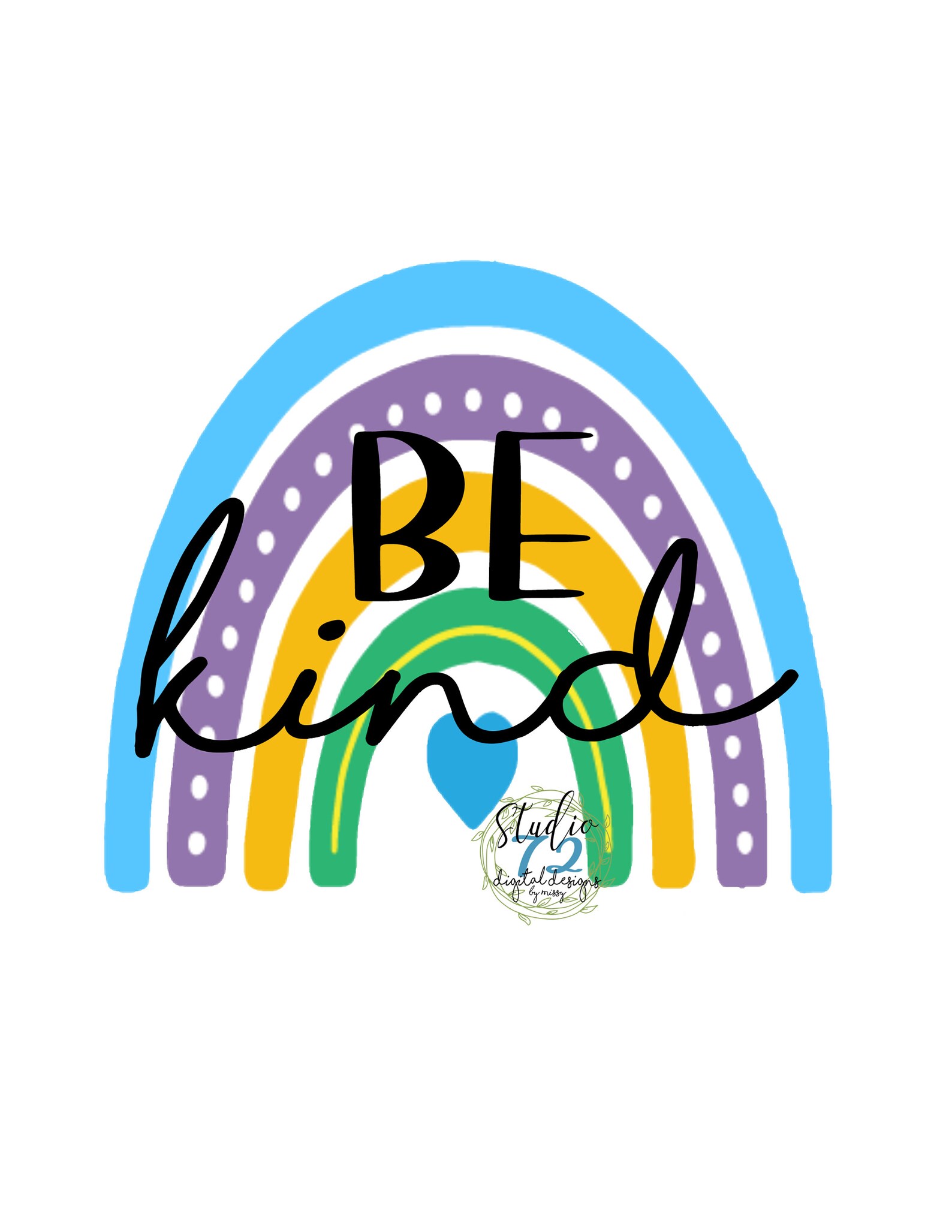 Be Kind Rainbow Colorful Rainbow - Sublimation Design, PNG File ...