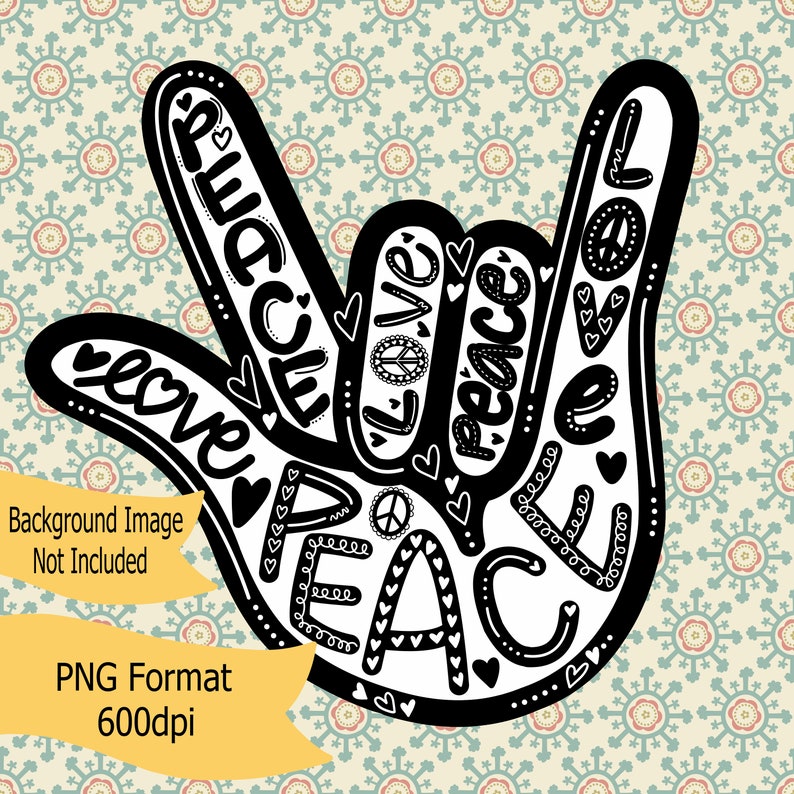 Peace and Love Hand Sign Language, 2 Hand Drawn Designs PNG & SVG ...