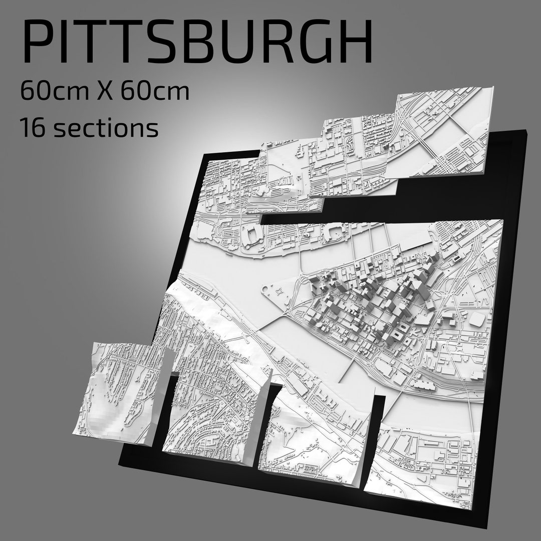 3D Pittsburgh | Digital Files | 3D STL File | Pittsburgh 3D Map | 3D ...