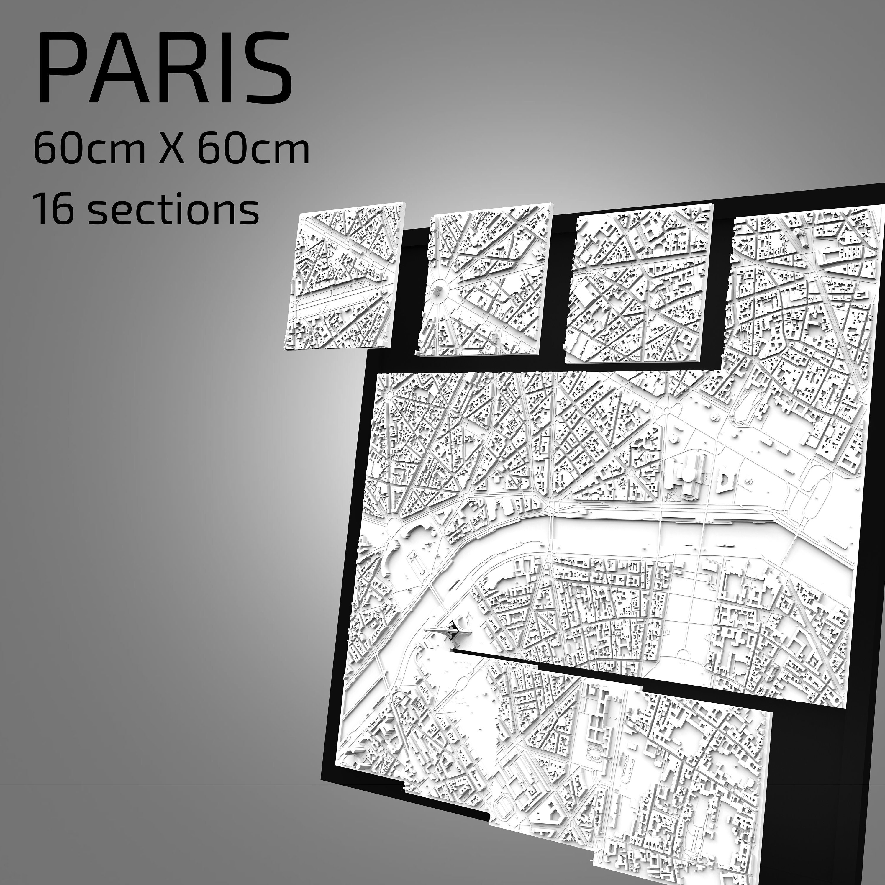 3D Paris | Digital Files | 3D STL File | Paris 3D Map | 3D City Art ...