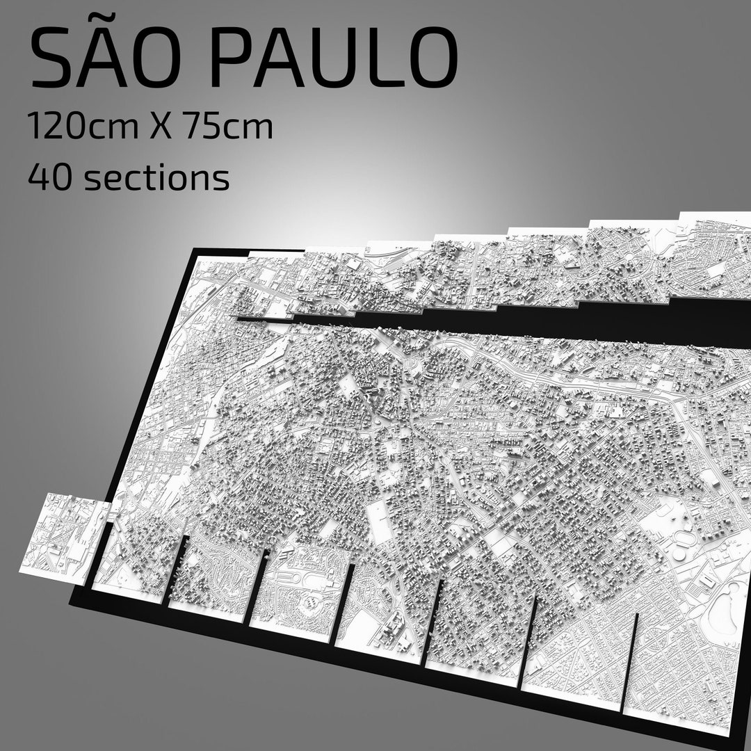 3D São Paulo | Digital Files | 3D STL File | São Paulo 3D Map | 3D City ...