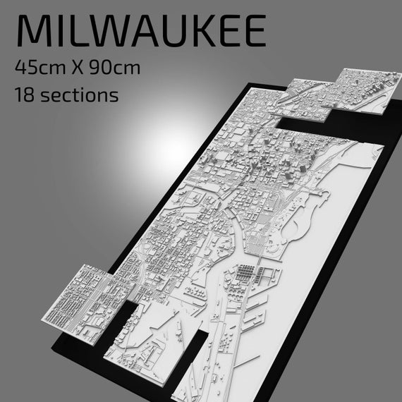 3D Milwaukee Digital Files 3D STL File Milwaukee 3D Map | Etsy