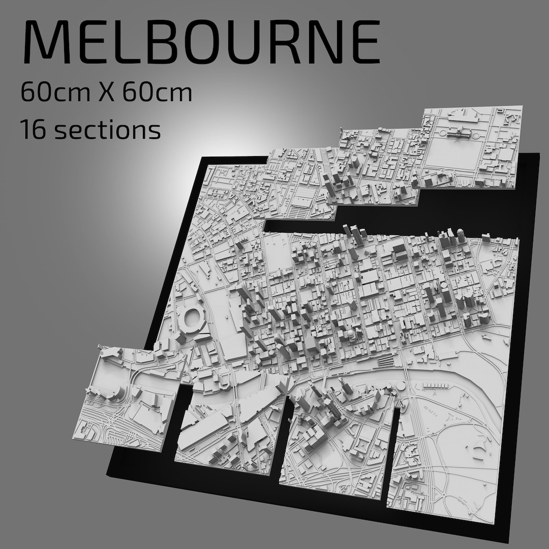 3D Melbourne | Digital Files | 3D STL File | Melbourne 3D Map | 3D City ...