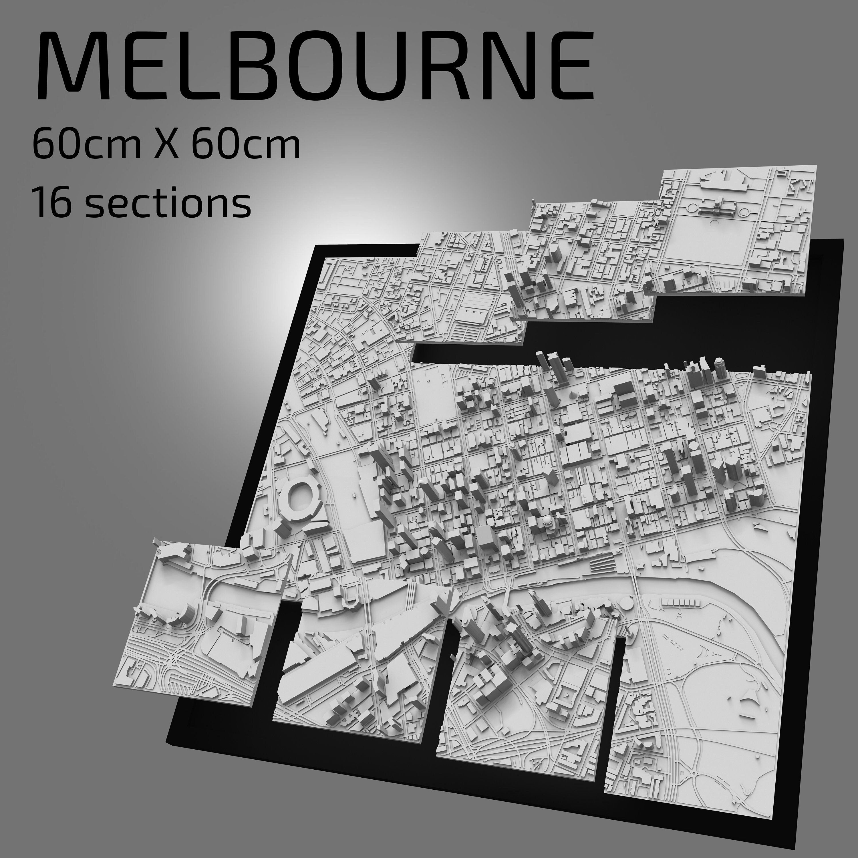 3D Melbourne Digital Files 3D STL File Melbourne 3D Map - Etsy