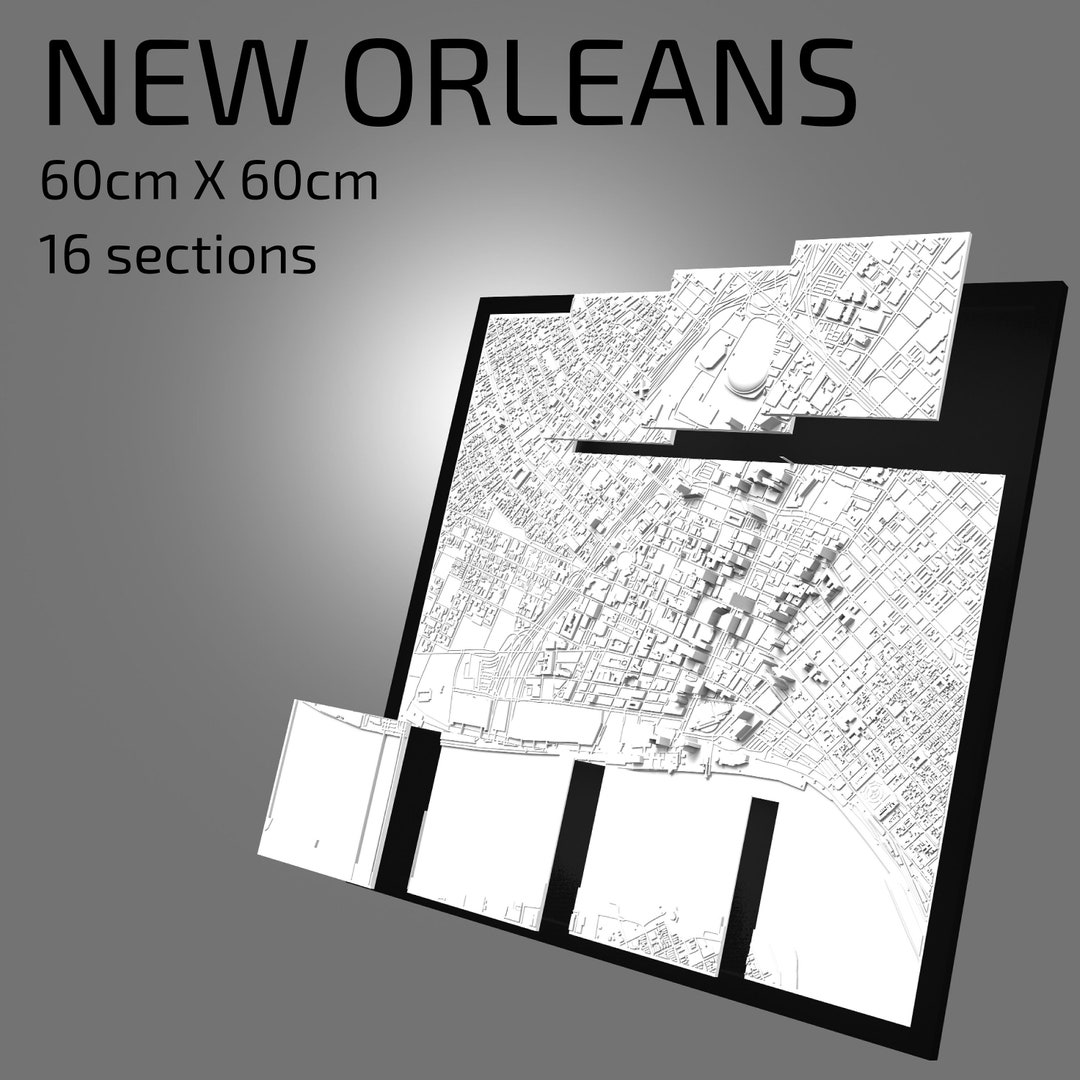 3D New Orleans City Map | Printable STL File, Landmark Art - Etsy