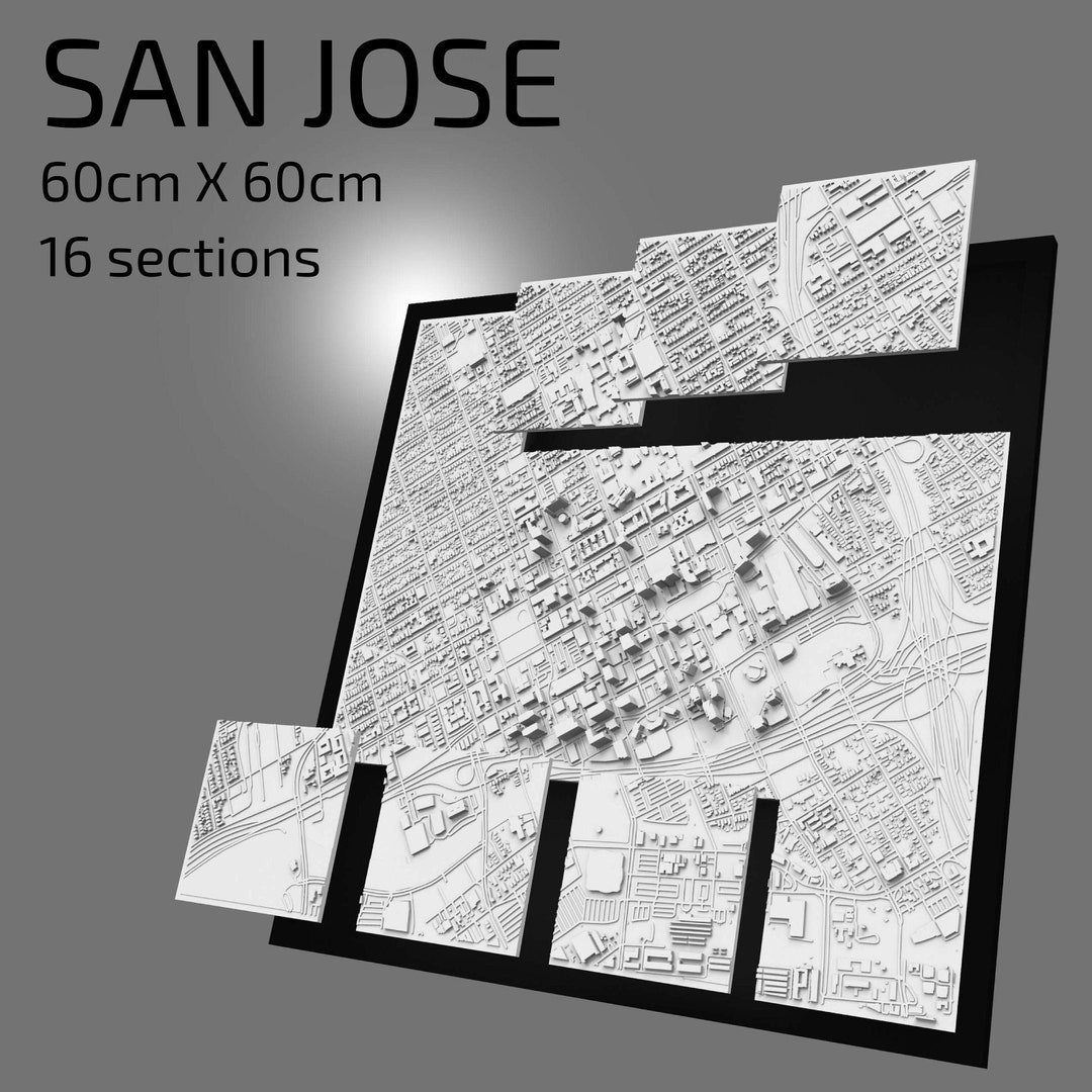 3D San Jose | Digital Files | 3D STL File | San Jose 3D Map | 3D City ...