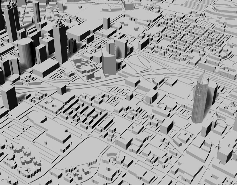 3D Atlanta | Digital Files | 3D STL File | Atlanta 3D Map | 3D City Art ...