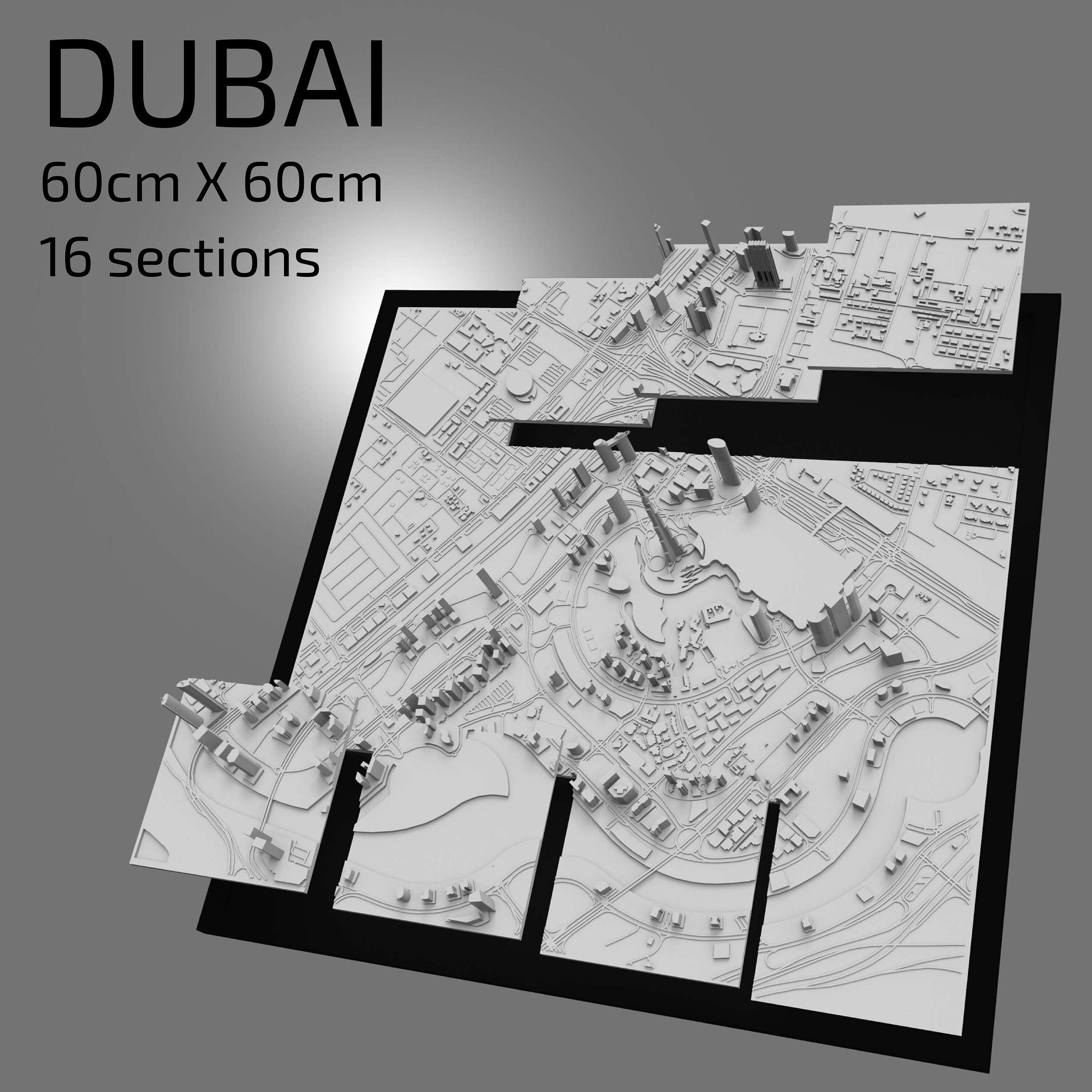 3D Dubai | Digital Files | 3D STL File | Dubai 3D Map | 3D City Art | 3D Printed Landmark ...