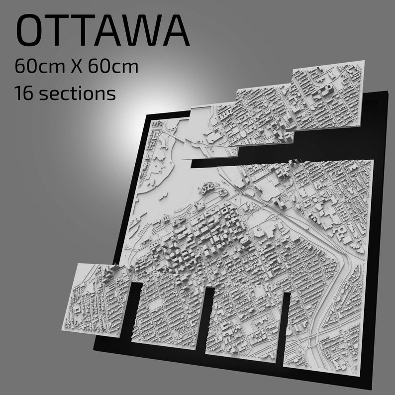 3D Ottawa | Digital Files | 3D STL File | Ottawa 3D Map | 3D City Art ...