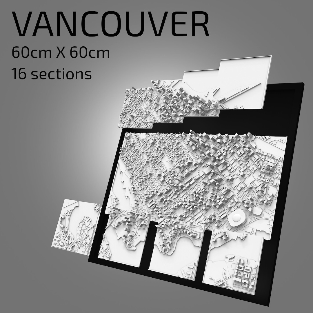 3D Vancouver | Digital Files | 3D STL File | Vancouver 3D Map | 3D City ...
