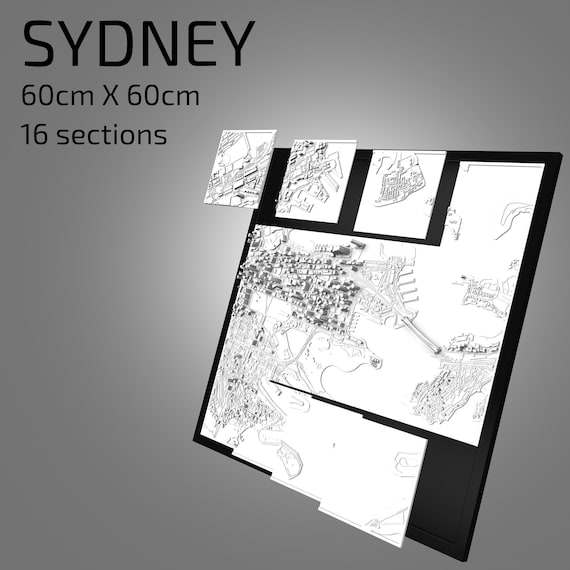 3D Sydney Digital Files 3D STL File Sydney 3D Map 3D | Etsy