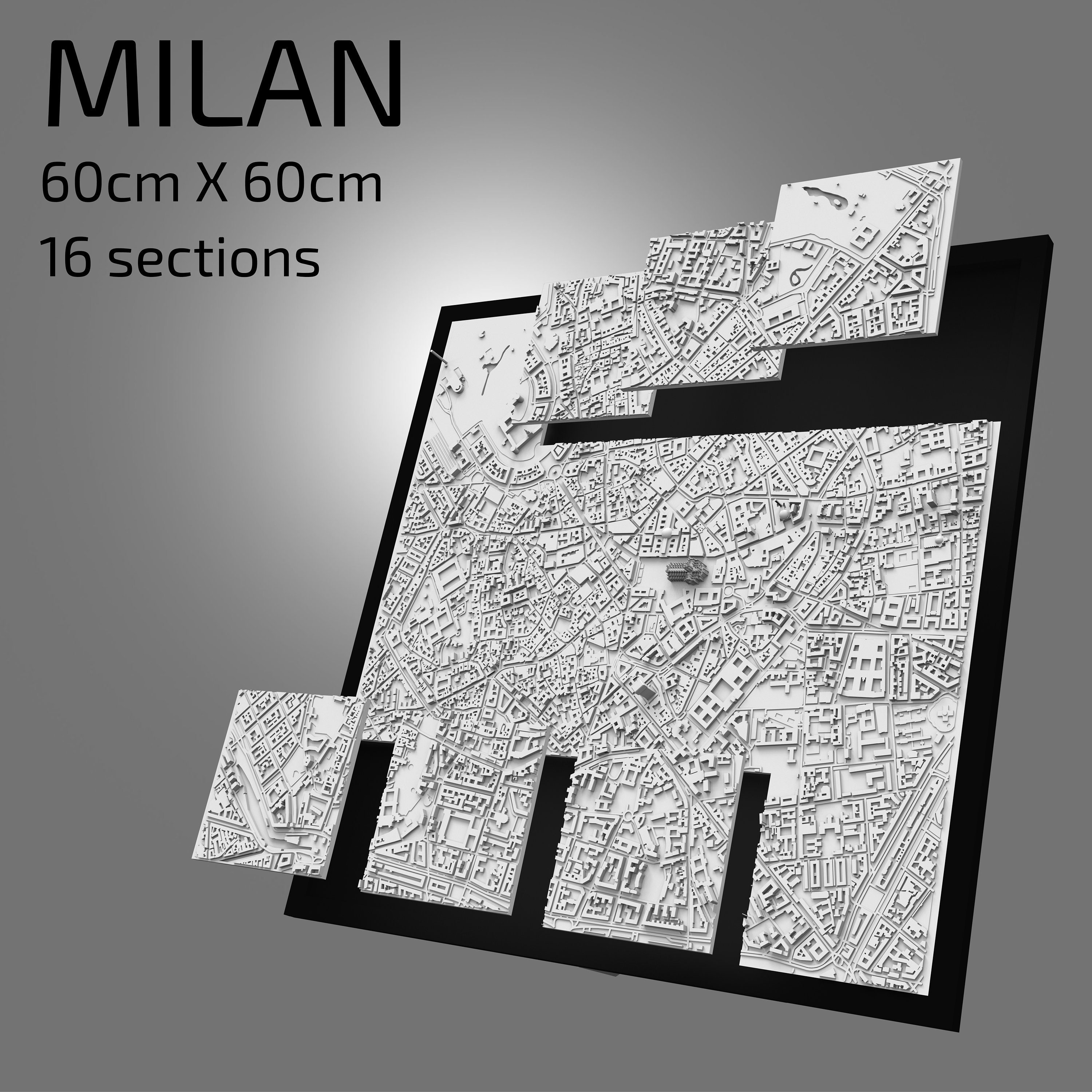 3D Milan Digital Files 3D STL File Milan 3D Map 3D | Etsy