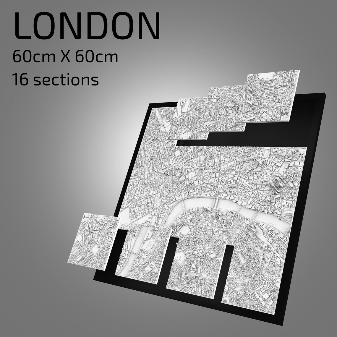 3D London Digital Files 3D STL File London 3D Map 3D | Etsy