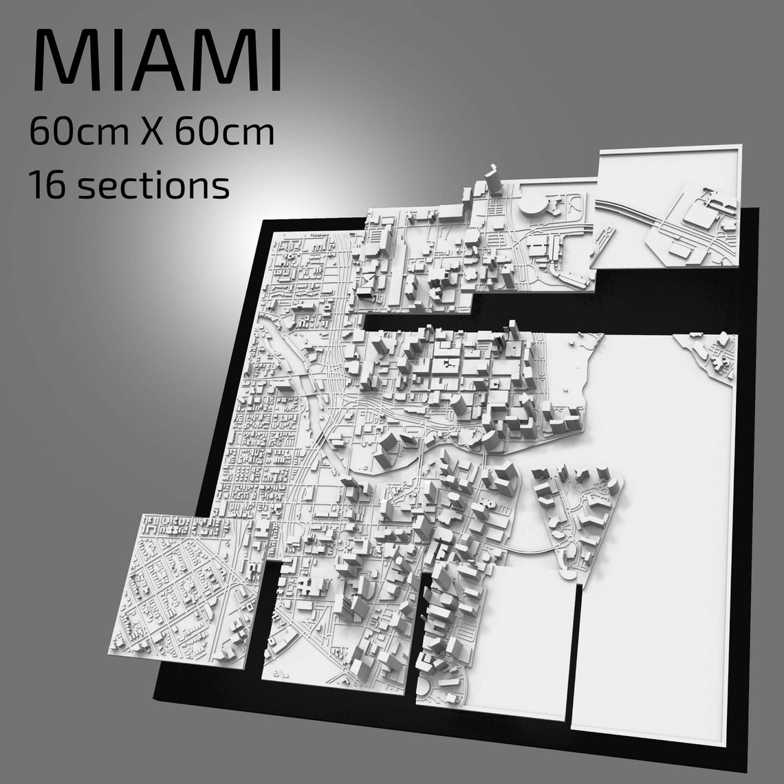3D Miami | Digital Files | 3D STL File | Miami 3D Map | 3D City Art ...