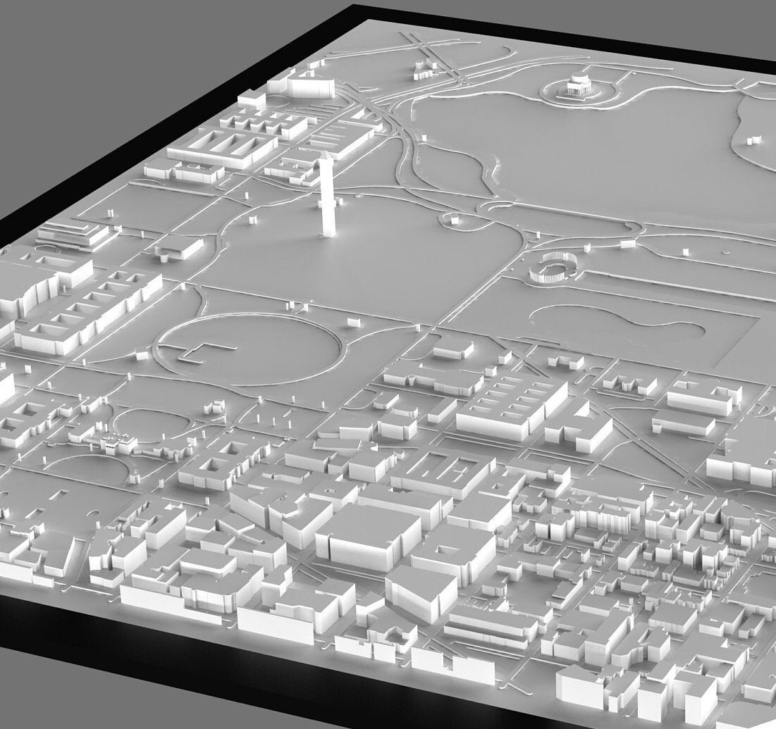 3D Washington D.C. Map | City Art, 3D Printed Landmark (digital Files ...
