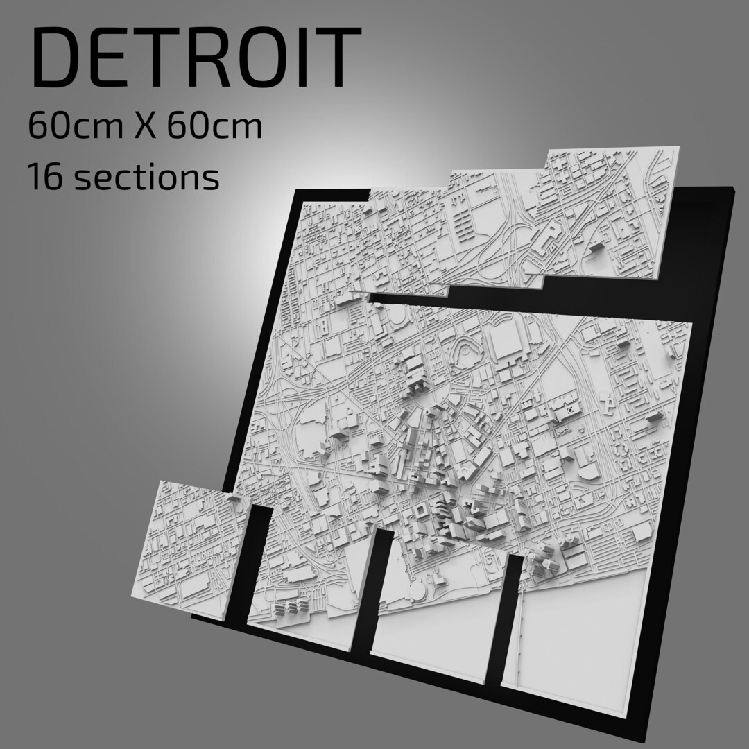 3D Detroit City Map | Printable STL File (digital Download) - Etsy
