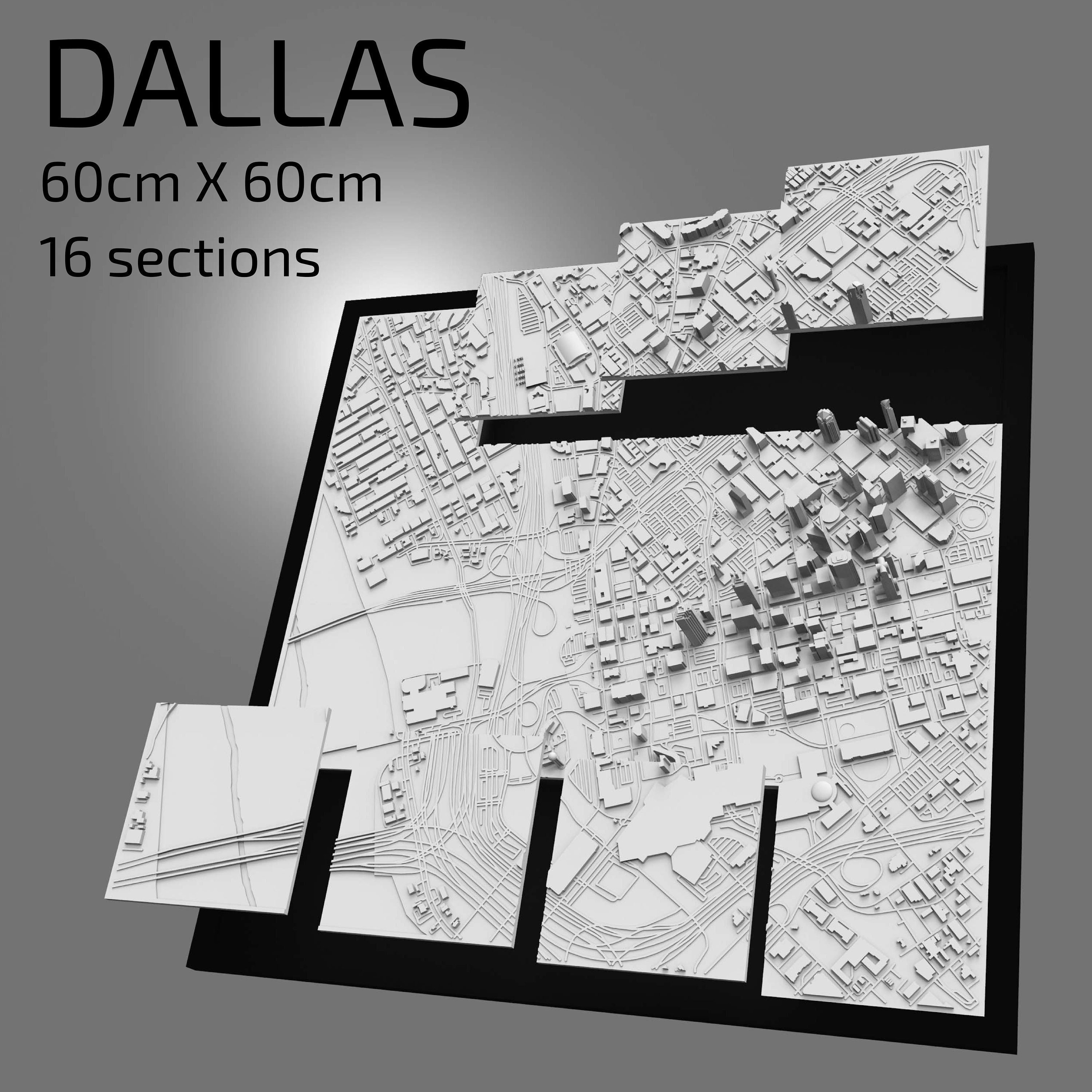 3D Dallas Digital Files 3D STL File Dallas 3D Map 3D - Etsy Hong Kong