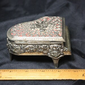 Vintage Silver Plated, Piano Shaped Musical Trinket Box. Cherub With ...