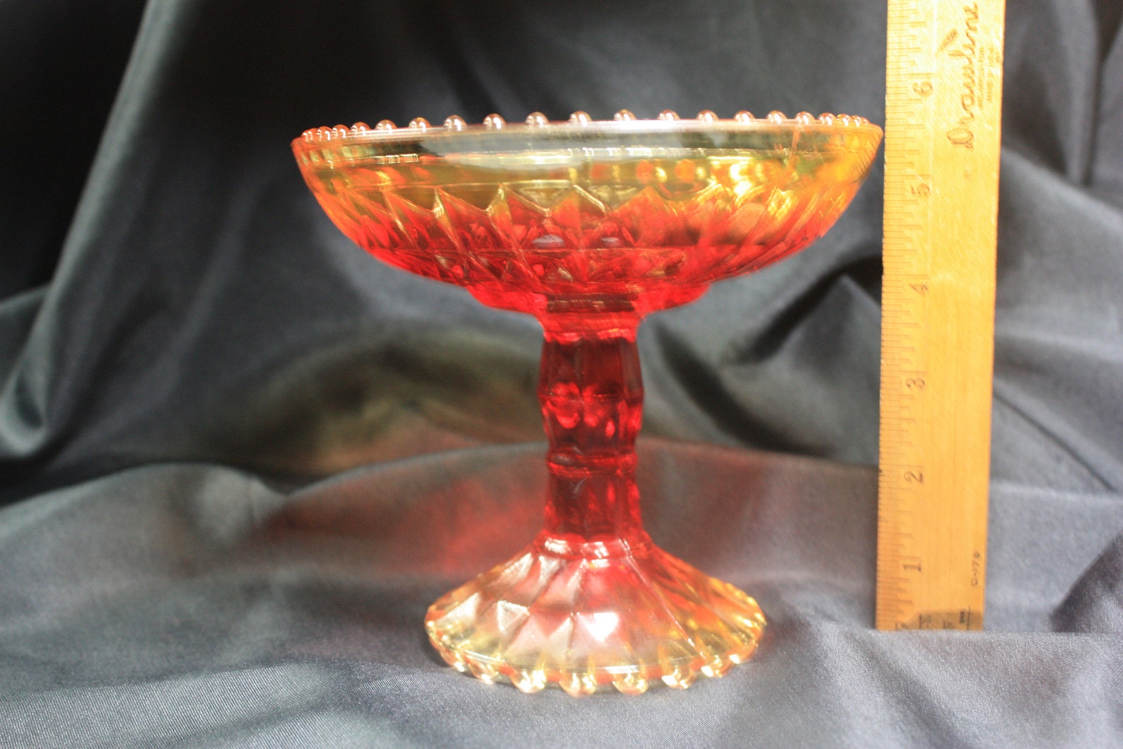 Amberina Pressed Glass Candy Dish - Etsy