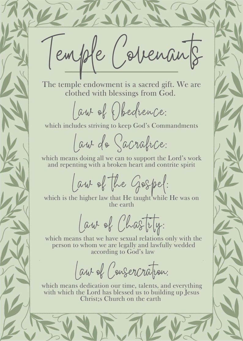 LDS Temple Covenants Print | LDS Artwork | Mission Prep Printable ...