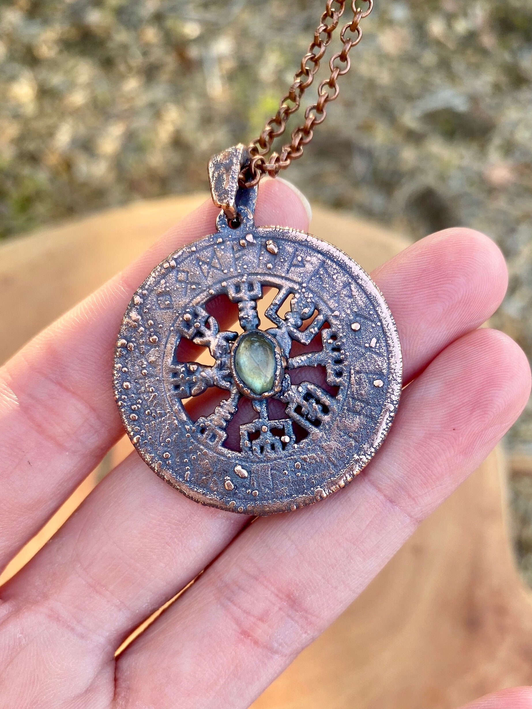 Viking Compass 'vegvisir' With Rainbow Moonstone - Etsy