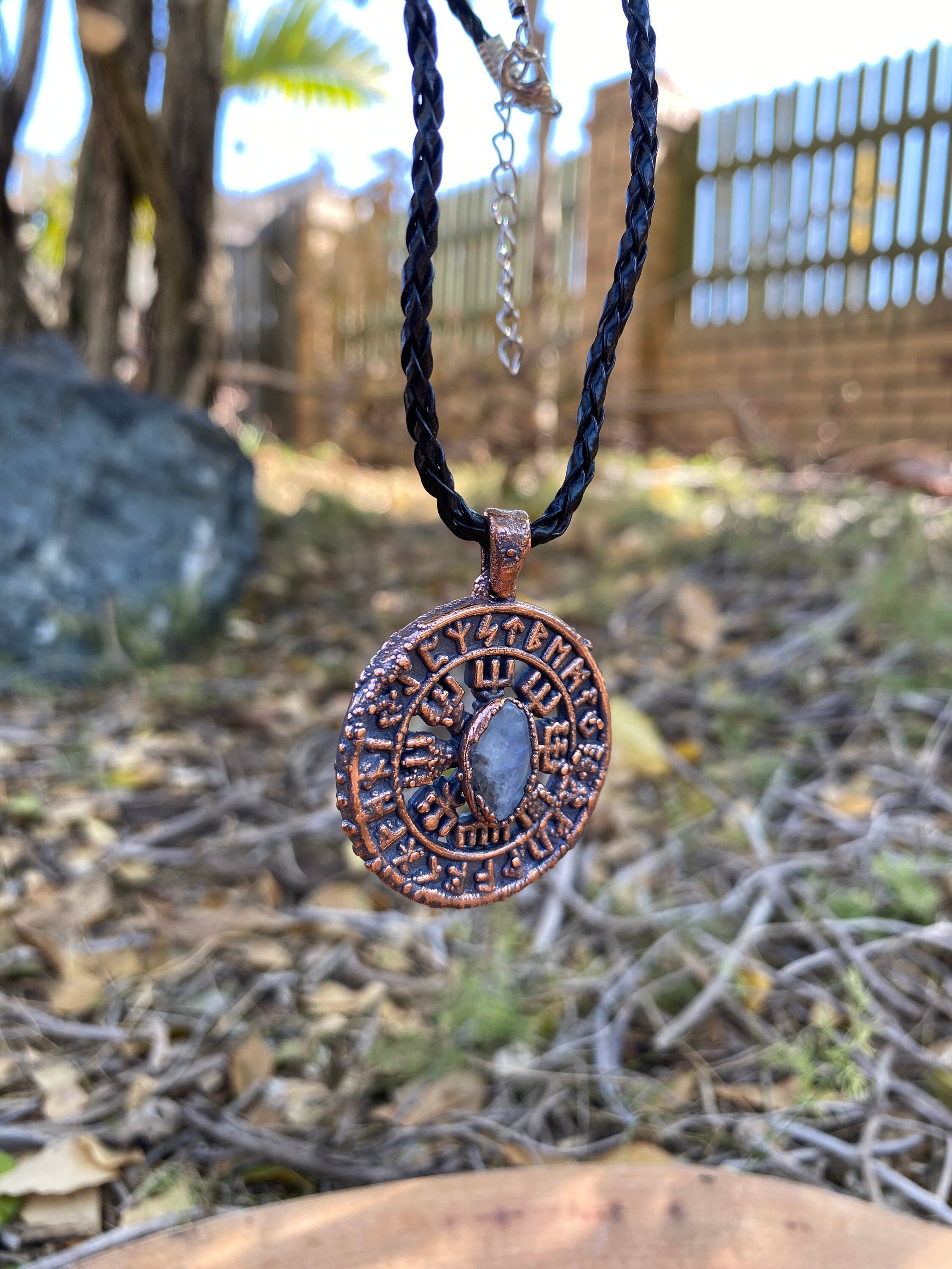 Viking Compass 'vegvisir' With Rainbow Moonstone - Etsy