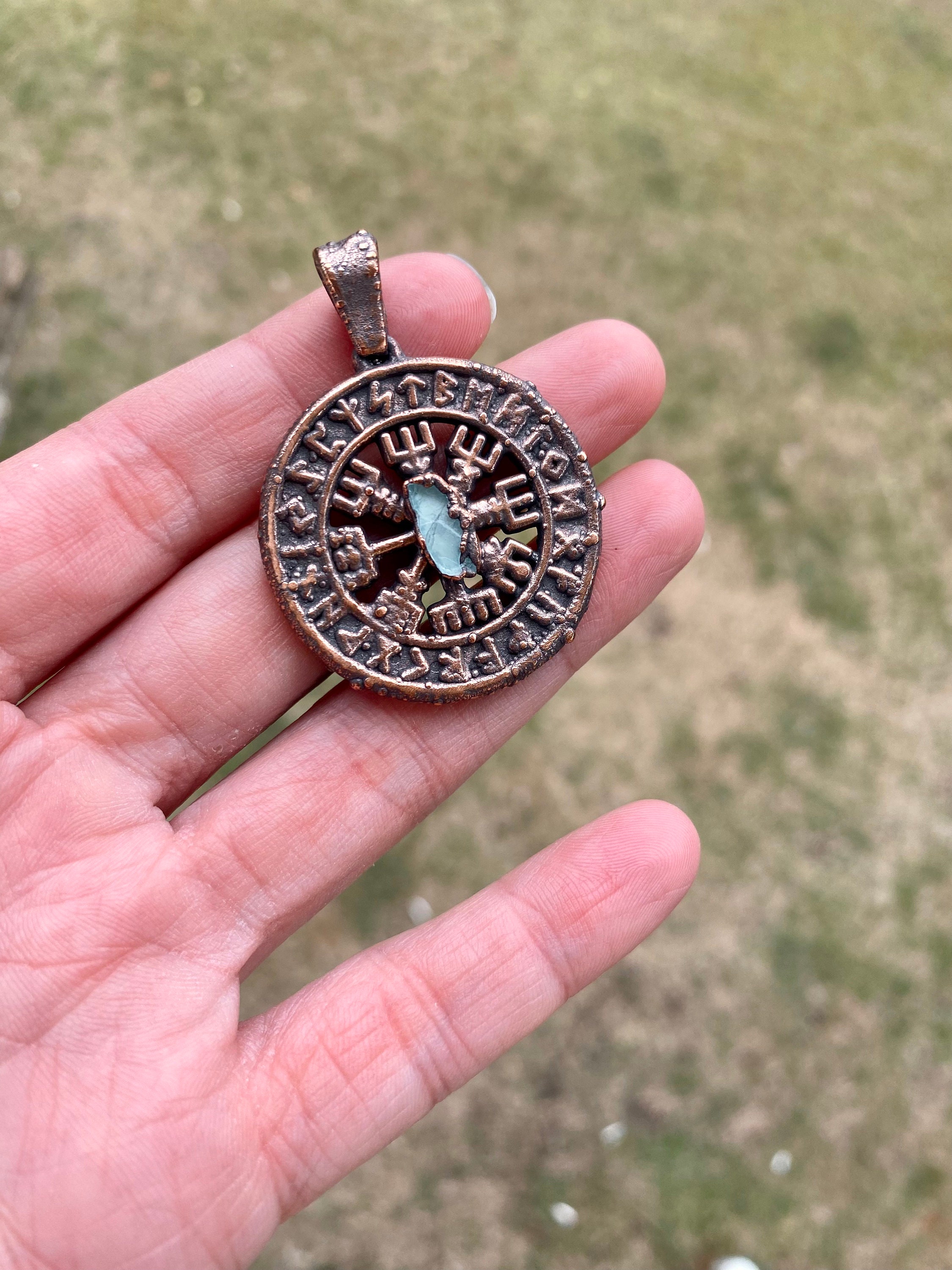 Viking Compass 'vegvisir' With Rainbow Moonstone - Etsy