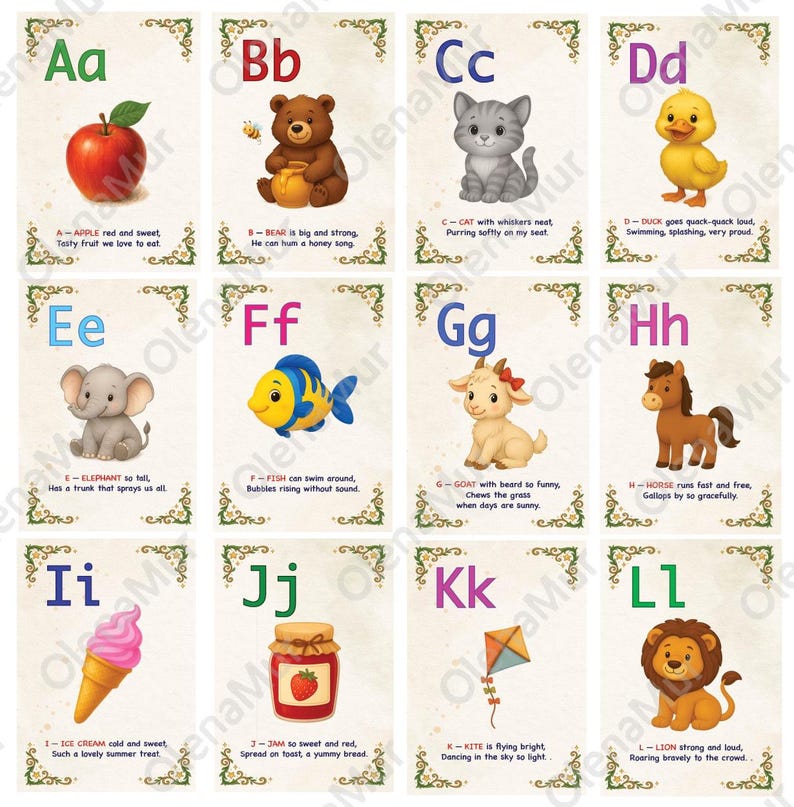 ABC Flashcards & Alphabet Book | Digital Download PDF 5x7 | Educational ...