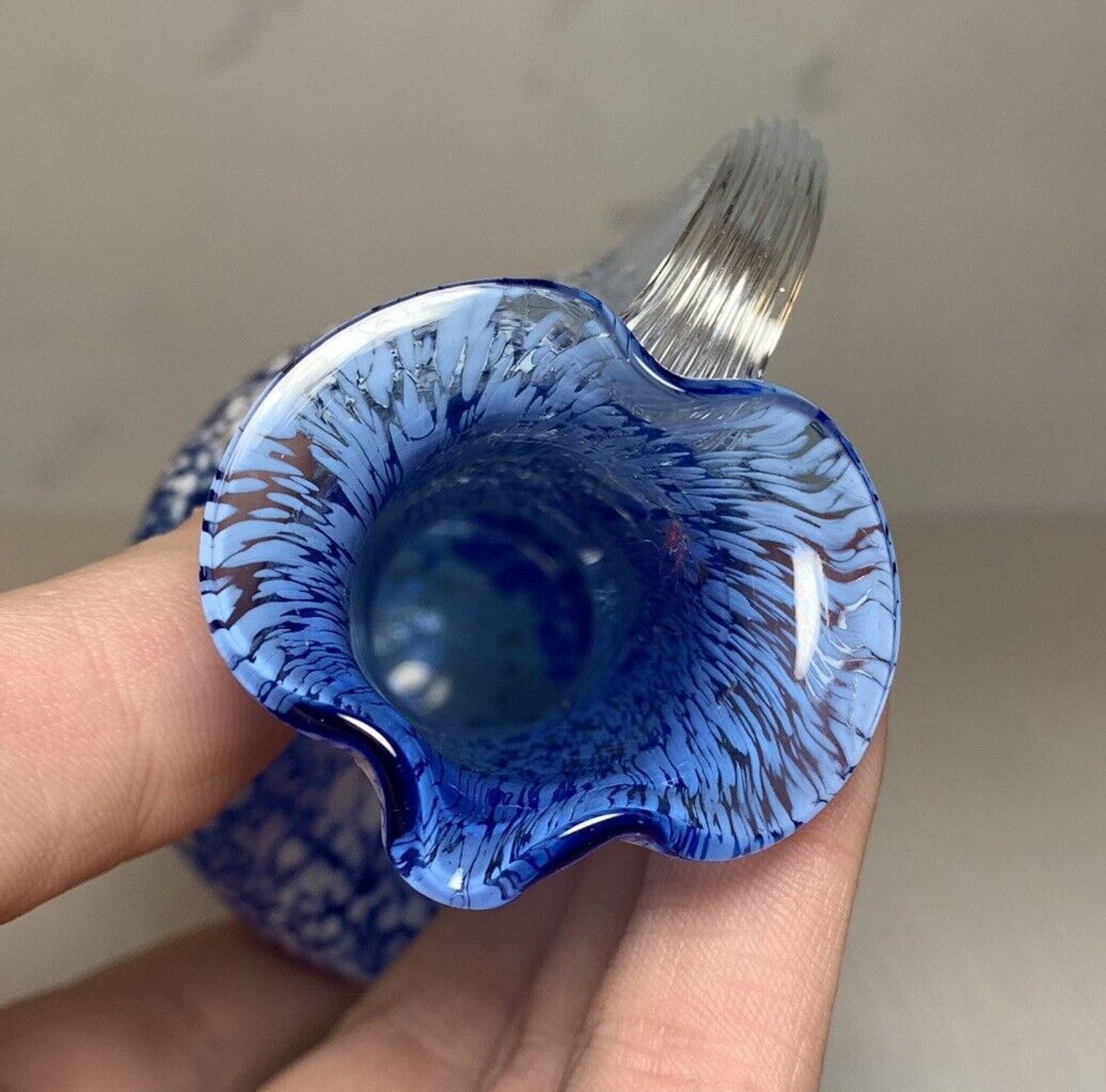 Vintage Pilgrim Glass Blue & White Scavo Confetti Mini Pitcher 5 ...