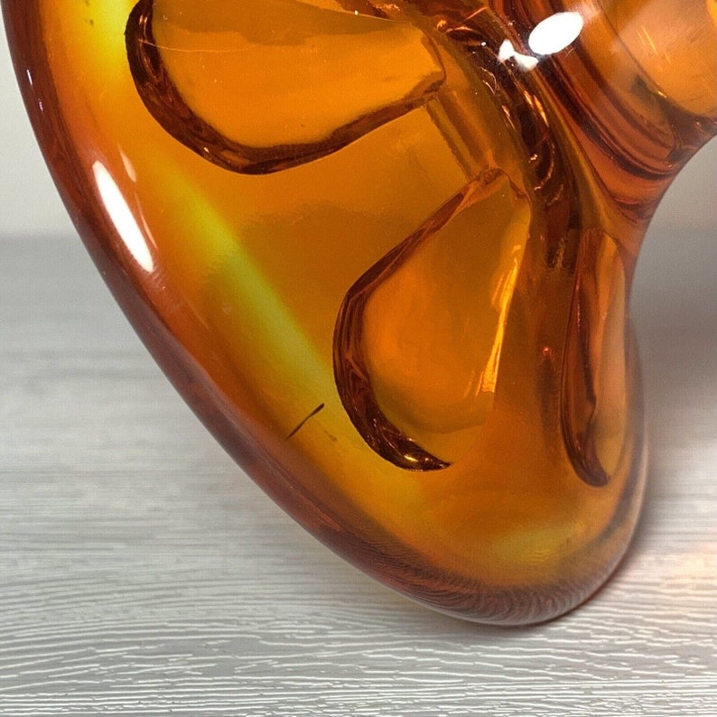 Vintage Viking Glass Epic Six Petal Persimmon Amberina Footed Compote