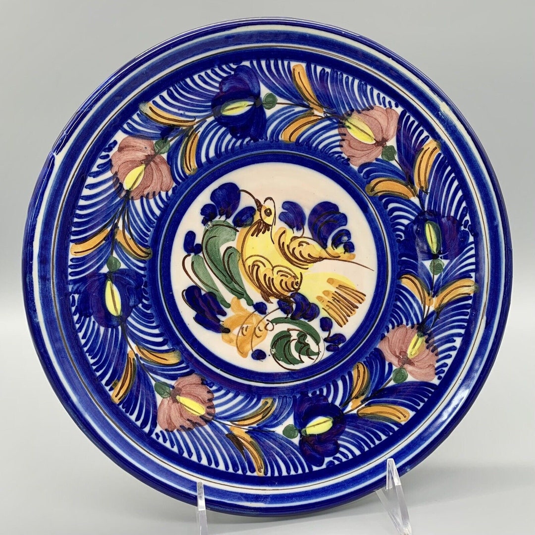 Antique Manises Spanish Pottery 19th Century Majolica Bird Plate 9.5 ...