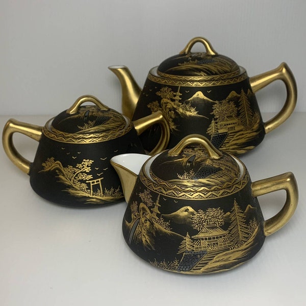Black and Gold Tea Set - Etsy