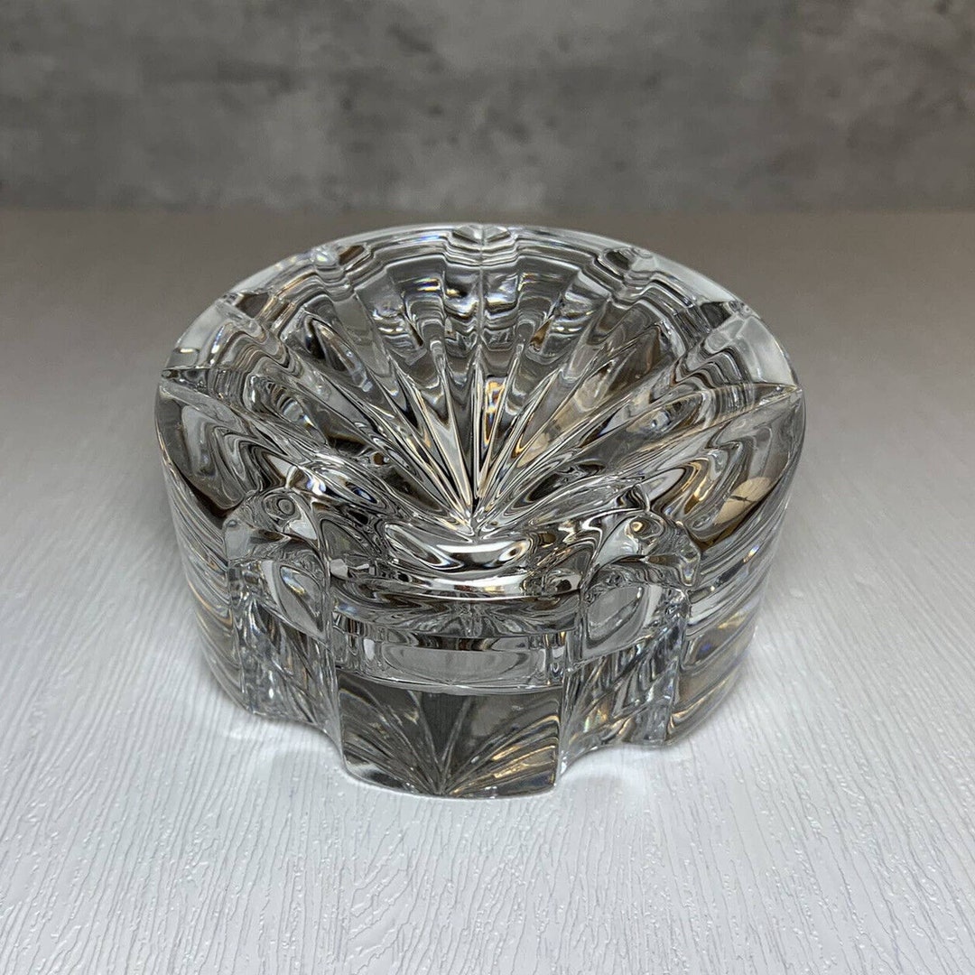 Vintage Rogaska Lead Crystal Shell Shaped Fan Cut Trinket Box W/ Lid 3. ...