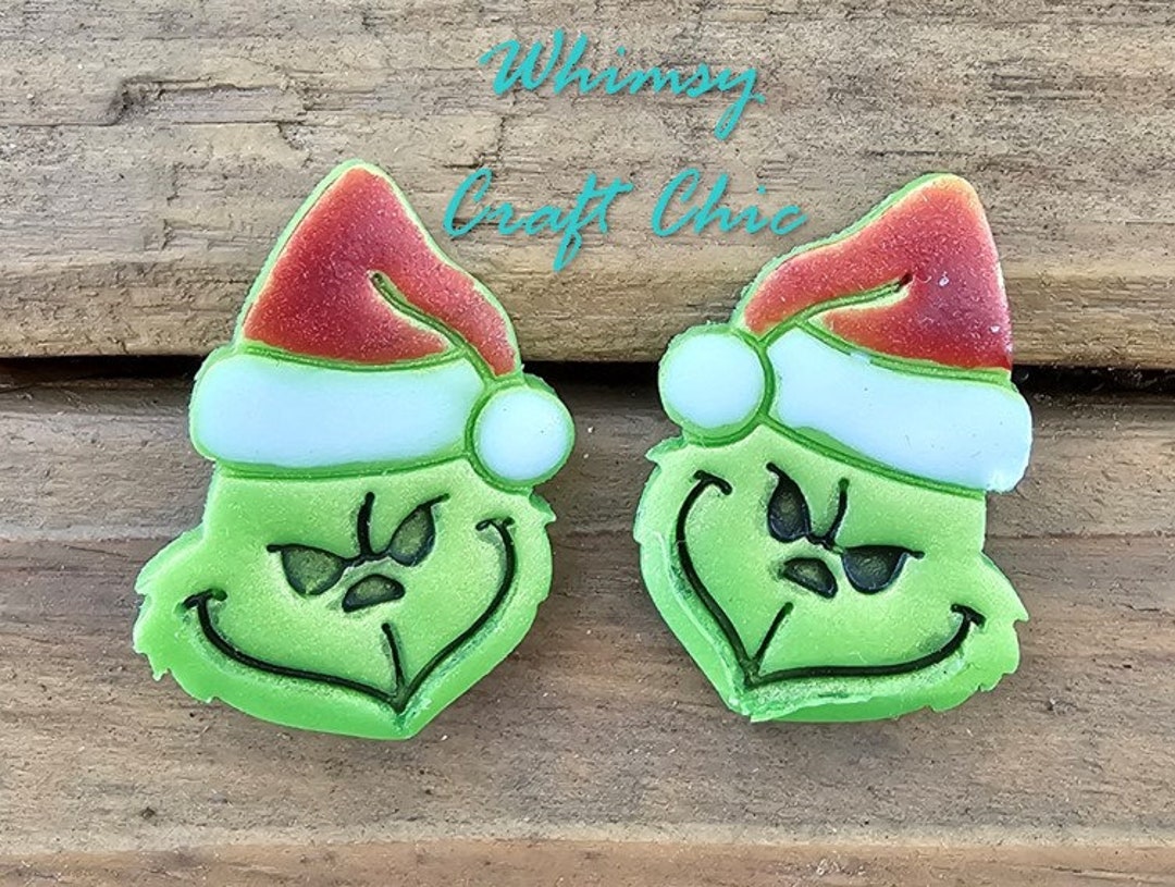 Grinch Stud Clay Earrings - Etsy