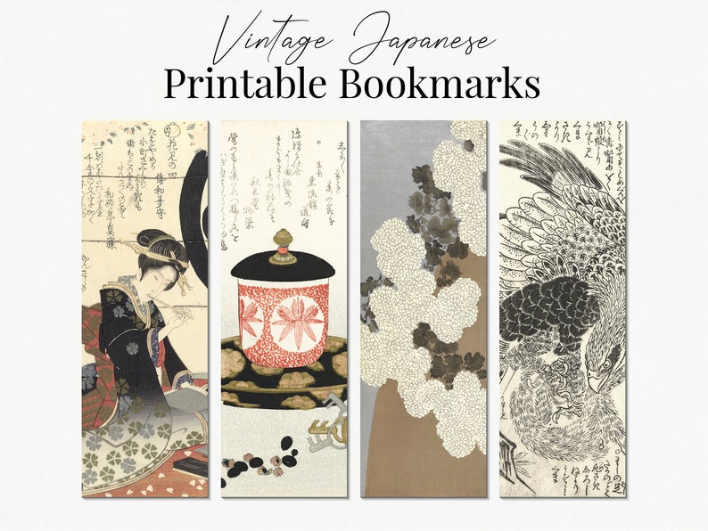 Japanese Bookmarks Aesthetic Printable Art Gifts for Readers Book Lover ...