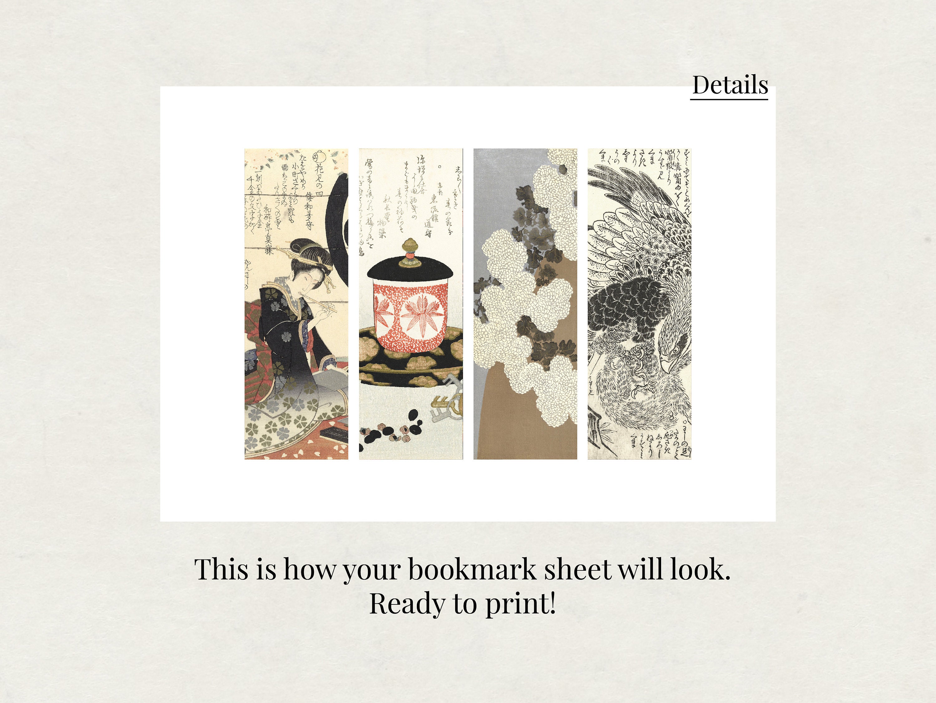 Japanese Bookmarks Aesthetic Printable Art Gifts for Readers Book Lover ...
