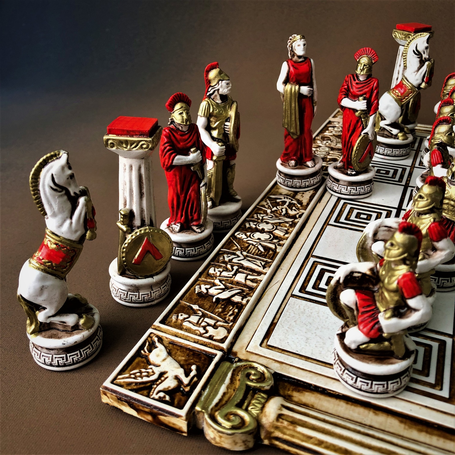 Sparta Persian Handmade Hand-Painted Chess Set Board Game | Etsy