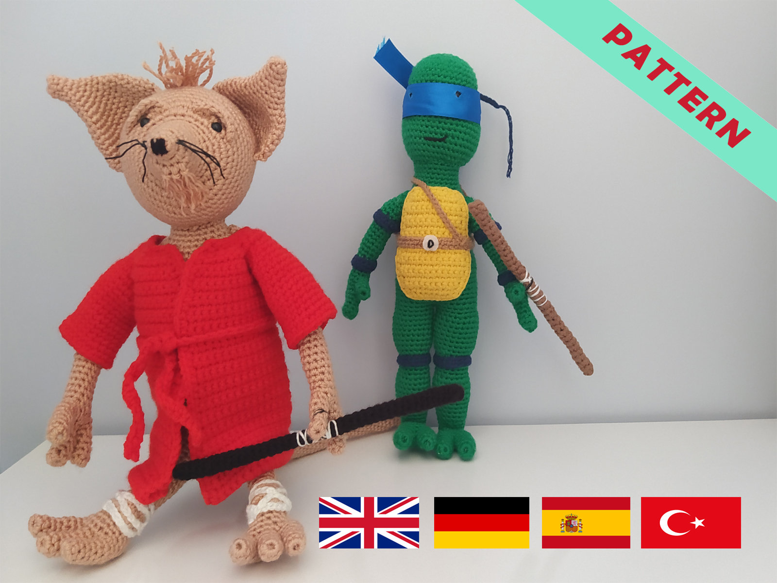 Teenage Mutant Ninja Turtles and Splinter Master, Amigurumi Crochet ...