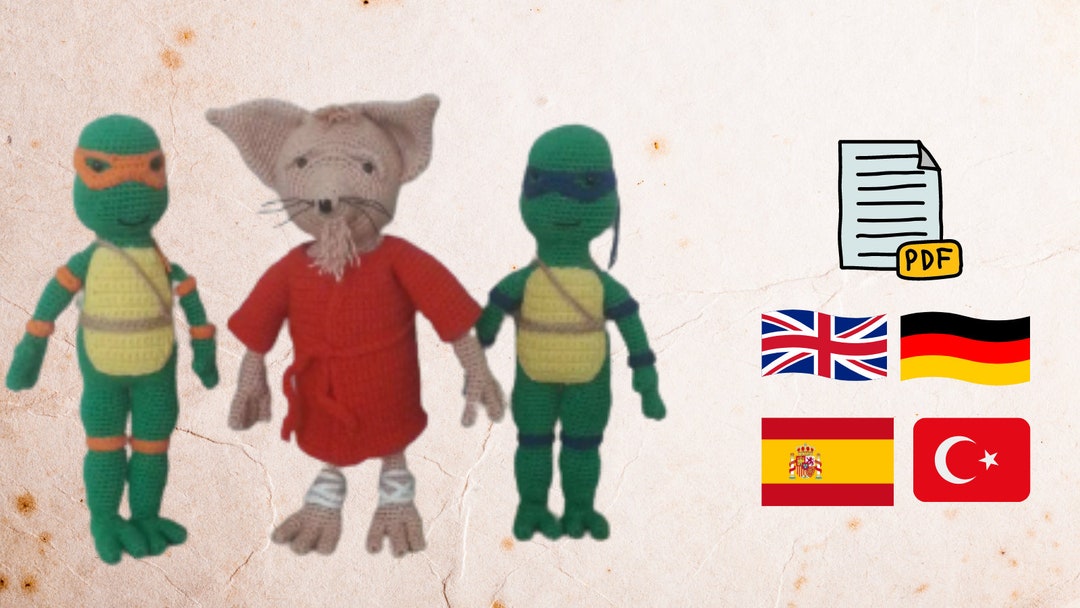 Teenage Mutant Ninja Turtles and Splinter Master, Amigurumi Crochet ...