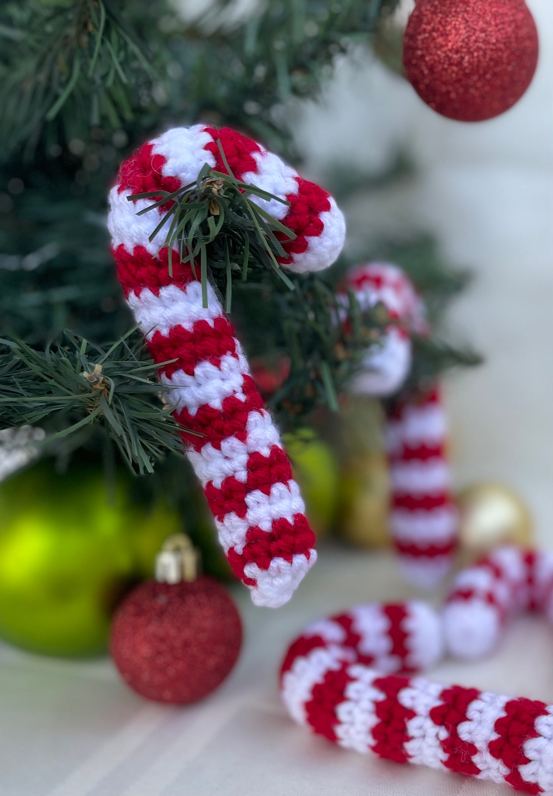Crocheted Candy Canes, Christmas Candy Cane Decor, Crocheted Stuffed ...