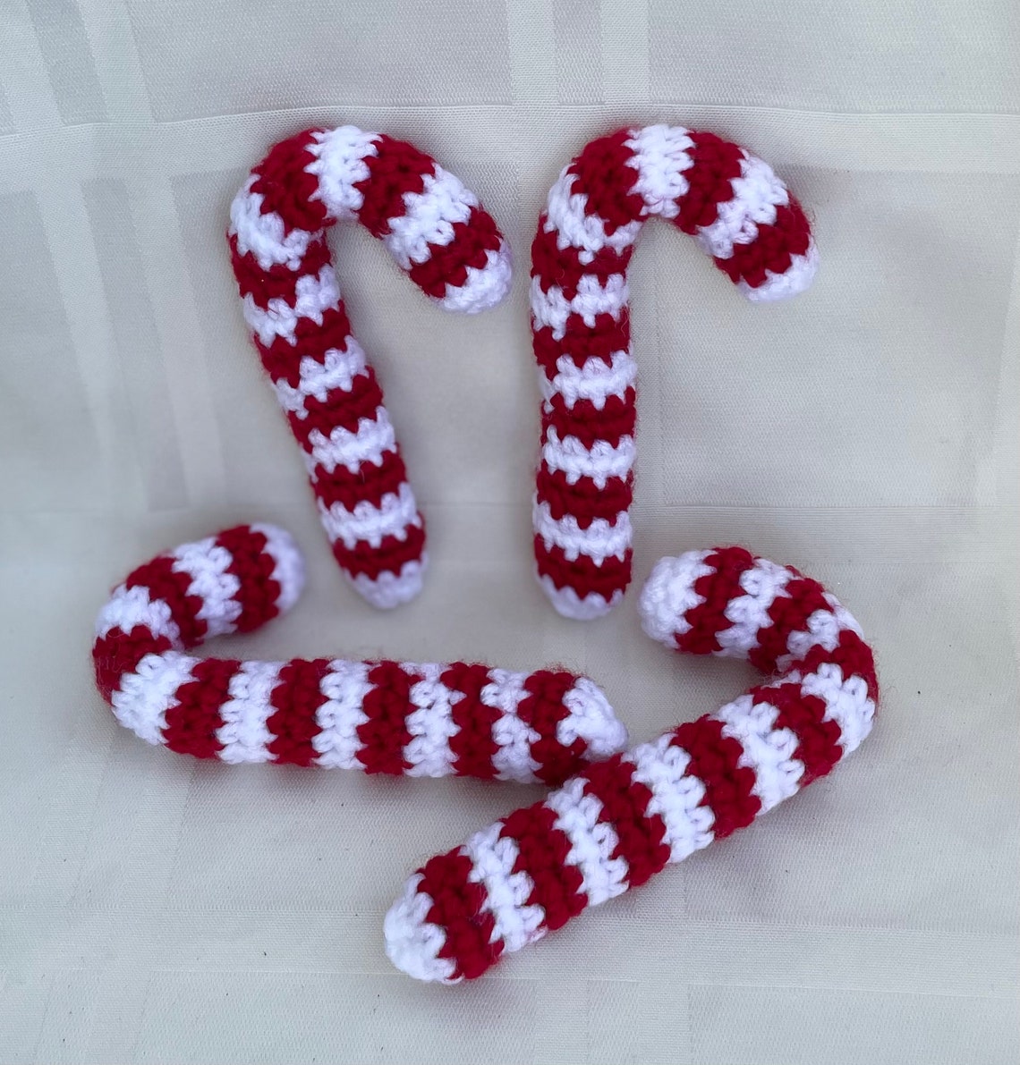 Crocheted Candy Canes, Christmas Candy Cane Decor, Crocheted Stuffed ...
