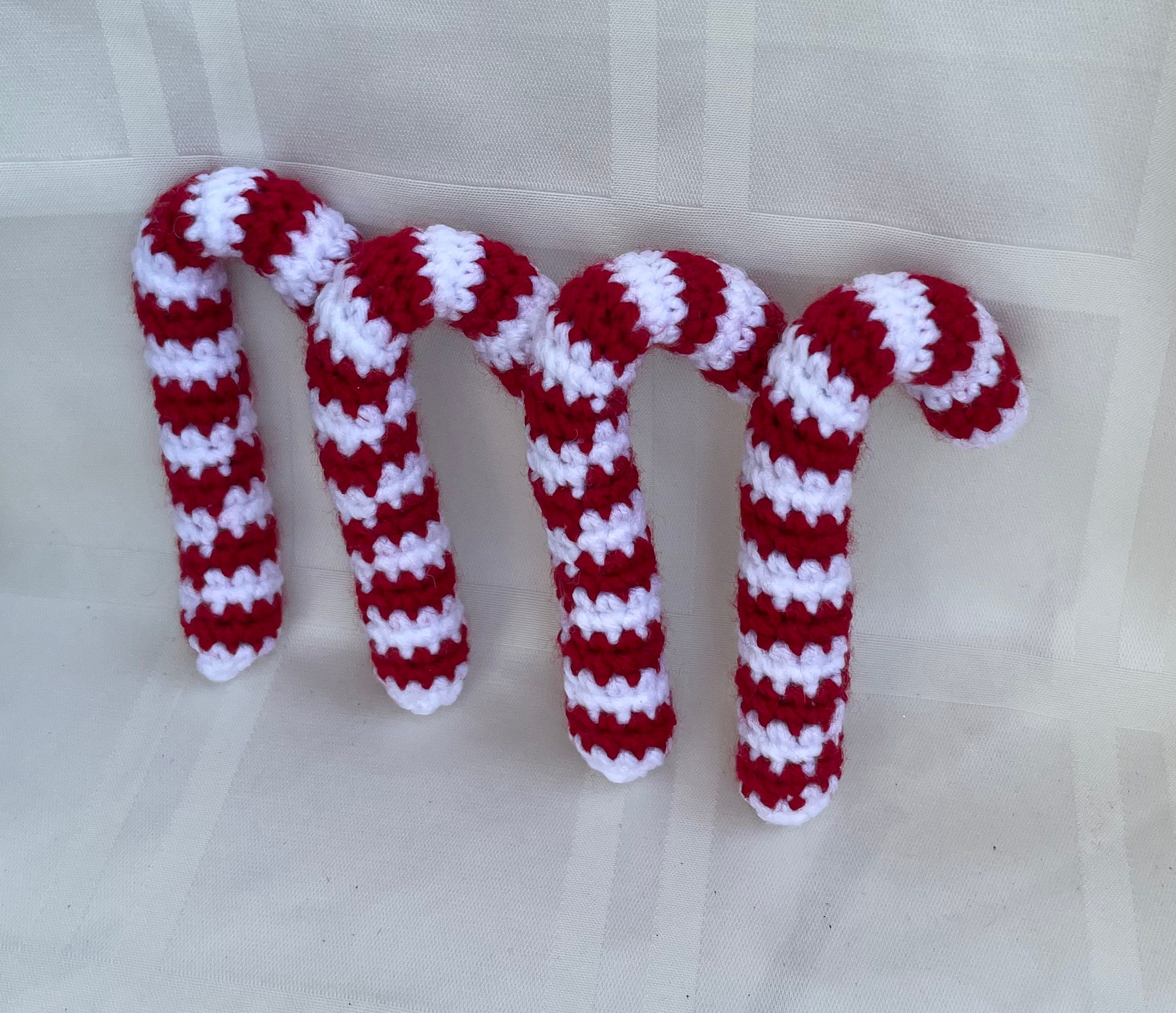 Crocheted Candy Canes, Christmas Candy Cane Decor, Crocheted Stuffed ...