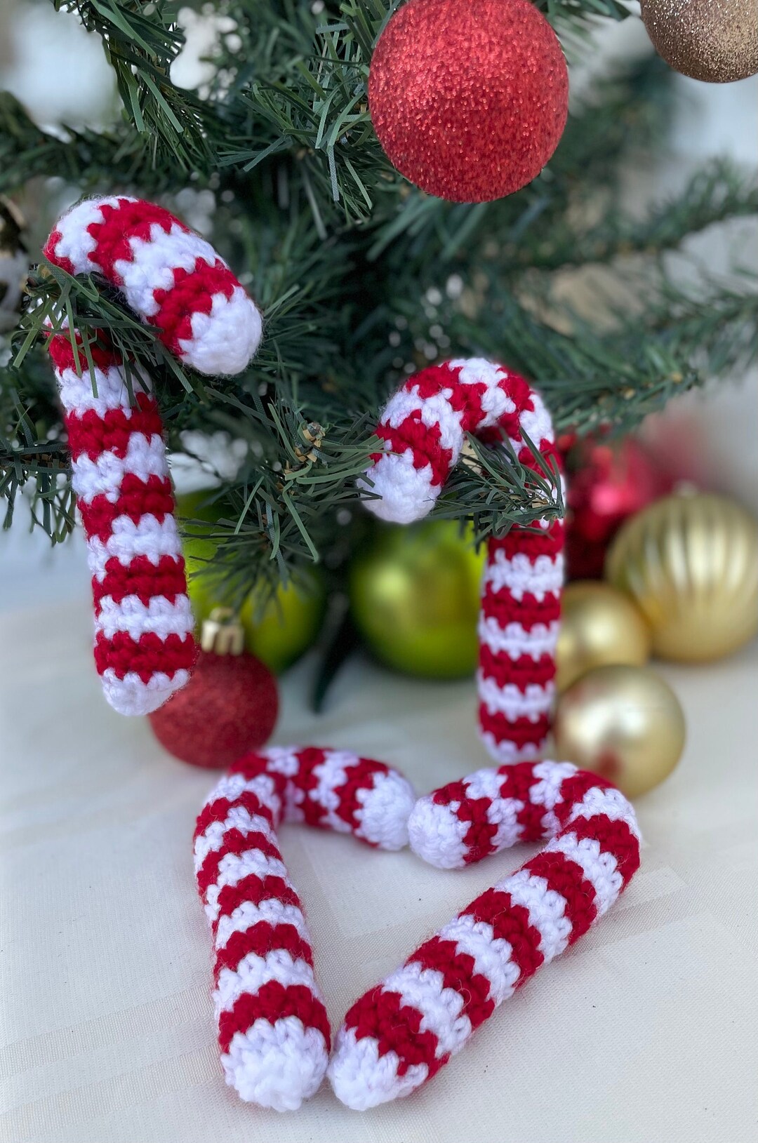 Crocheted Candy Canes, Christmas Candy Cane Decor, Crocheted Stuffed ...